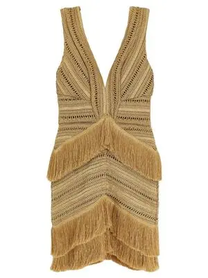 Patbo Samba Fringe Mini Dress - Green | Editorialist