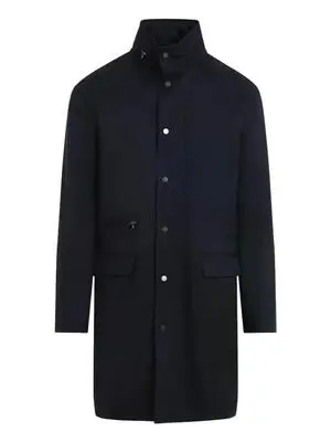 Kiton Concealed-fastening High-neck Coat - Blue