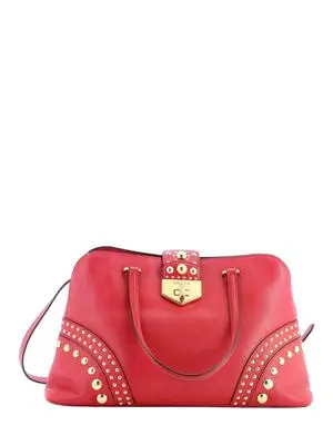 Prada Convertible Turnlock Dome Satchel - Red