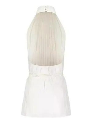 ELLERY Pleated Halterneck Blouse - White