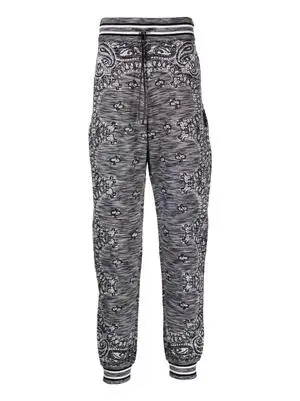 Amiri Bandana Knit Cotton Track Pants - Grey