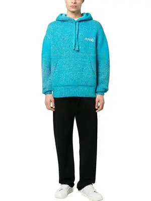 Amiri Mélange Effect Knitted Hoodie - Blue