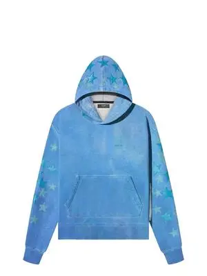 Amiri Spray-paint Effect Cotton Hoodie - Blue