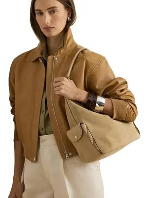 Ralph Lauren Suede Blaike Shoulder Bag - Tan