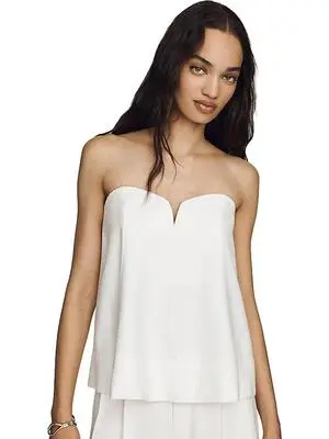 Astr The Label Talulla Strapless Cotton Linen Top - Off-white
