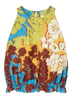 ALEMAIS Splice' Cropped Floral Cotton And Silk-blend Top - Multi