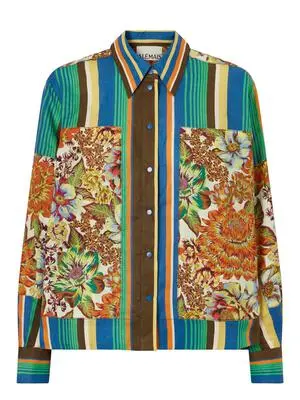 ALEMAIS Charlie" Printed Linen Shirt - Multi