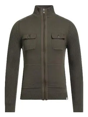 LIU •JO MAN Cotton Zip-up Cardigan - Military Green