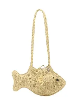 DAMSON MADDER Raffia Fish Bag With Detachable Charm - Natural
