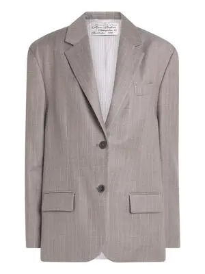 Acne Studios Pinstripe Wool Blazer With Layered Shirt Detail - Grey