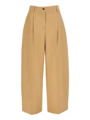 Alberto Biani Cotton Pleated Trousers - Beige