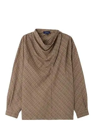 Soeur Irving Draped Asymmetric Shirt - Marron Glace/ecru