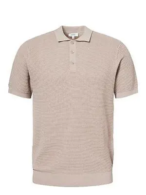 ARNE Short-sleeve Rib-knit Cotton Polo Shirt - Stone