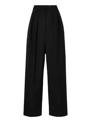 THE ROW Marcellita Pleated Wide-leg Trousers - Black