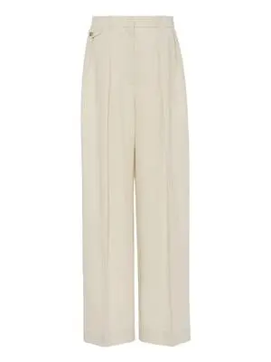THE ROW The Row Pleated Wool And Silk Casual Pants