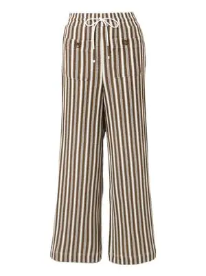 Veronica Beard High-waisted Striped Wide-leg Pants - Brown