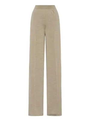 THE ROW High-waisted Wool And Silk Blend Pants - Nude