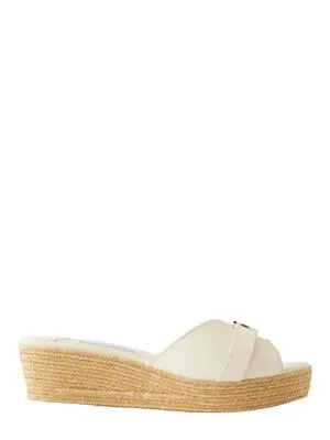 JIMMY CHOO Leather Wedge Espadrille Sandals - Nude