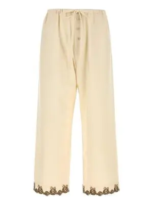 BODE Embroidered Wool Casual Pants - Nude