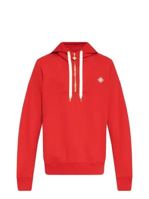 CASABLANCA Casablanca Logo-Patch Zip-Neck Hoodie