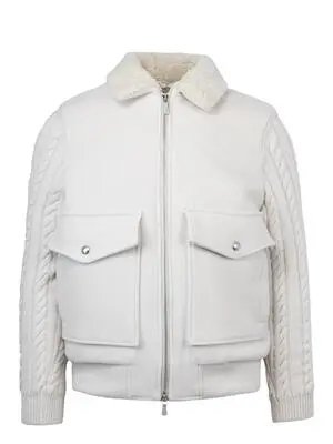 Eleventy Long-sleeved Zipped Jacket With Lapel And Multiple Pockets - White