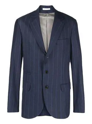 Brunello Cucinelli Pinstripe-pattern Virgin Wool Blazer - Blue