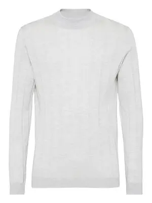 Brunello Cucinelli Ribbed Turtleneck Long-sleeve Jumper - Fog White