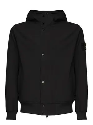 Stone Island Logo Patch Hooded Jacket - Black