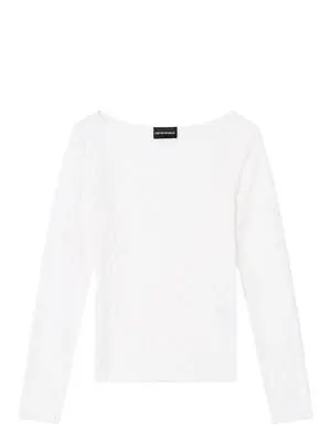 EMPORIO ARMANI Emporio Armani Geometric Pattern Boat Neck Long Sleeve Blouse