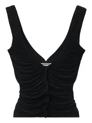 Alexander Wang Draped Tank Top With Asymmetrical Ruching - Black