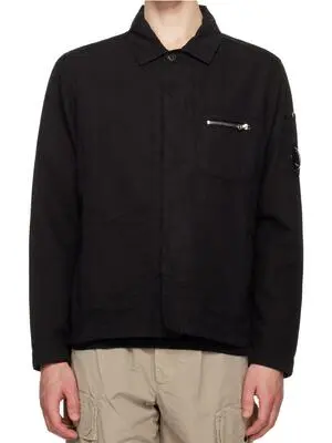 C.P. COMPANY Lapel Long-sleeved Casual Jacket - Black