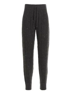 Brunello Cucinelli Drawstring Jogger Pants With Sequins - Black
