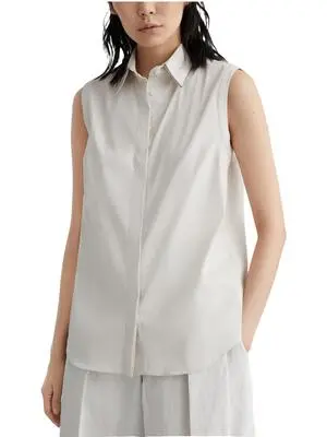 Brunello Cucinelli Sleeveless Shirt With Beaded Embellishment - Gray