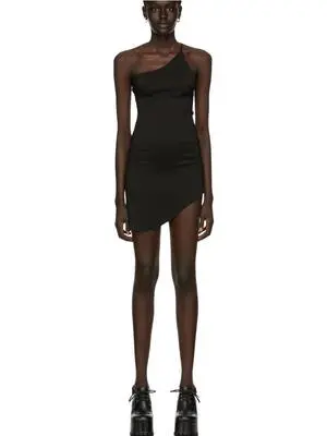 GUIZIO Asymmetrical Mini Dress - Black