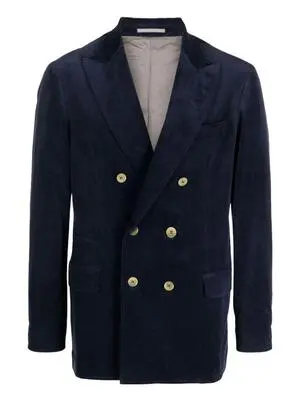 Brunello Cucinelli Double-breasted Velvet Blazer - Black