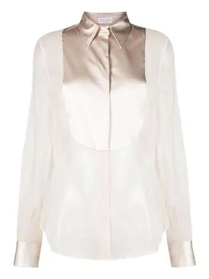Brunello Cucinelli Buttoned Long-sleeved Top - White