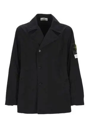 Stone Island Long-sleeved Button-up Coat - Blue