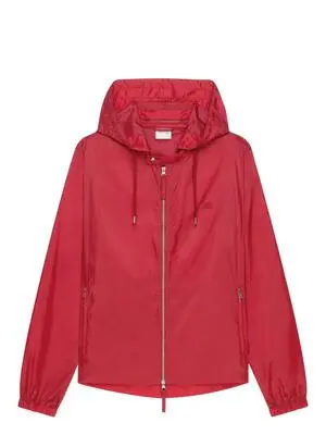 COURREGES Hooded Windbreaker With Embroidered Logos - Ruby Colour