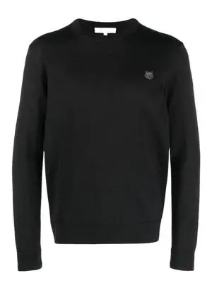 Maison Kitsuné Round Neck Long Sleeve Sweater - Black