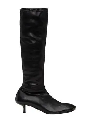 Marsèll Mid Calf Square Toe Zip Up Boots - Black