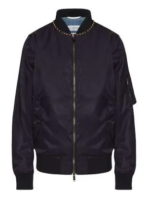 Valentino Garavani Valentino Zip-Up Bomber Jacket With Rivet Detail No