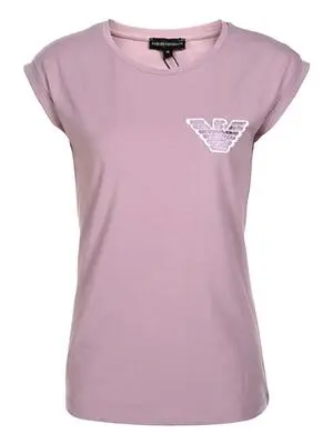 Emporio Armani Short-sleeved Crewneck T-shirt With Logo Detail - Pink