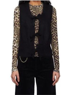 GANNI Black Tie String Vest Black