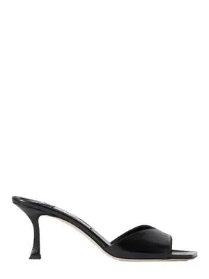 JIMMY CHOO Square Toe High Heel Mules - Black