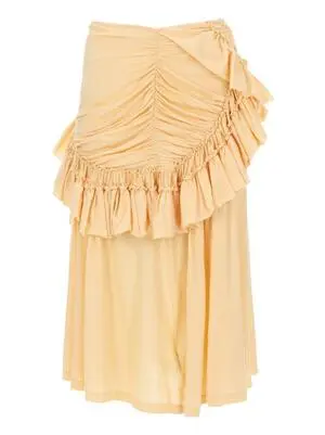 Dries Van Noten Ruffled Midi Skirt - Nude