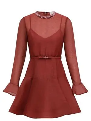 Zimmermann Alchemy Peplum Mini Dress - Lipstick