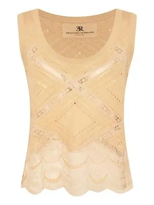 Ermanno Scervino Ermanno Scervino Lace Trim Knit Top No