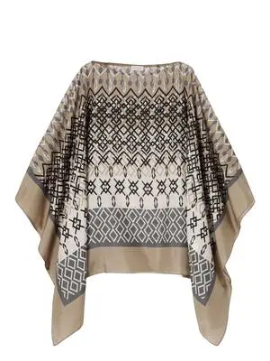 Brunello Cucinelli Geometric Print Silk Blouse - Multicolor