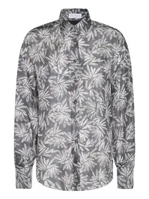 Brunello Cucinelli Graphic Print Long-sleeve Shirt - Gray