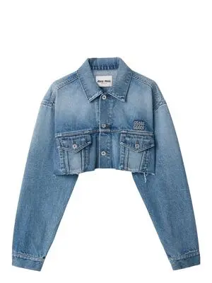 MIU MIU Miu Miu Cropped Washed Denim Jacket